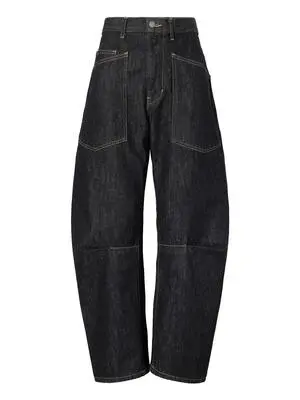 NILI LOTAN Shon Mid Rise Barrel-leg Jeans - Blue
