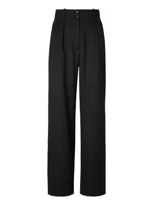 SKALL STUDIO Painter Pleated Wool-twill Wide-leg Pants - Black