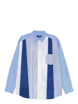 Comme Des Garçons Patchwork Frayed-edge Shirt - Blue