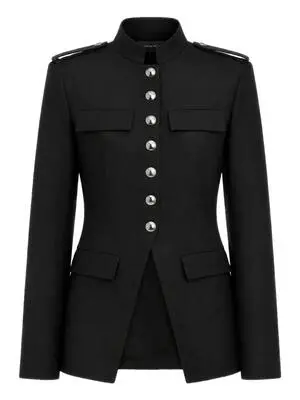 NICHOLAS Button-up Epaulette-detail Jacket - Black