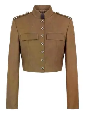 NICHOLAS Cropped Epaulette-detail Jacket - Brown