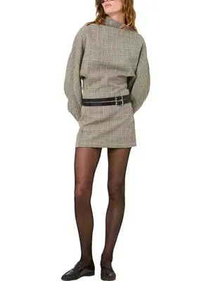 NICHOLAS Anika Prince Of Wales Check Belted Mini Dress - Neutrals