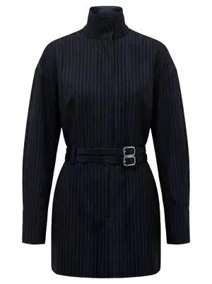 NICHOLAS Belted Pinstripe Mini Dress