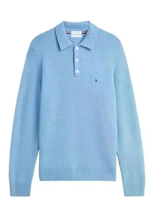 Tommy Hilfiger Logo-embroidered Polo Sweater - Blue