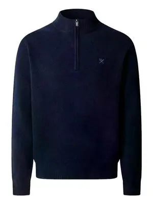 HACKETT  London Quarter-zip Elbow-patch Sweater Blue