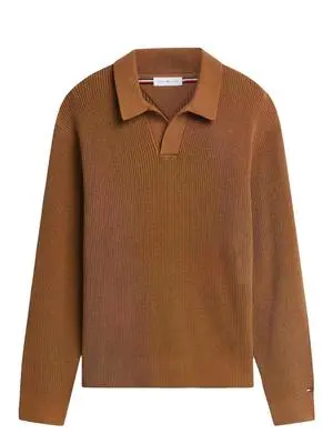 Tommy Hilfiger Ribbed-knit Polo-collar Sweater - Brown