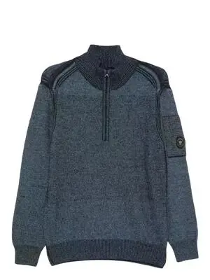 C.P. COMPANY Quarter-zip Lens-detail Sweater - Blue
