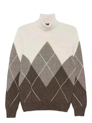 BARBA NAPOLI Argyle-knit Roll-neck Sweater - Neutrals