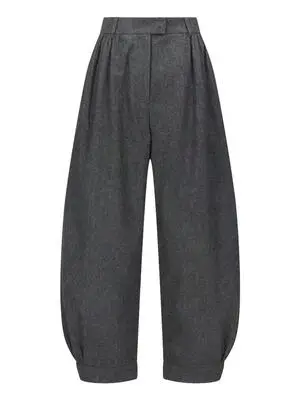 AMOMENTO Shirred Balloon-leg Trousers - Grey