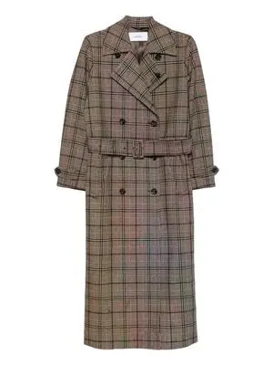 LARDINI Prince Of Wales Check Double-breasted Coat - Neutrals