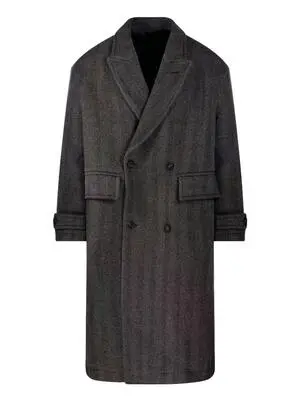 COOR Herringbone Double-breasted Coat - Grey
