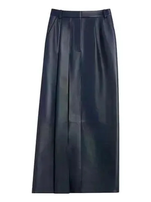 Givenchy Slashed Midi Skirt In Leather - Blue