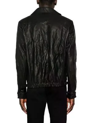 MA+ Buckled Leather Jacket - Black