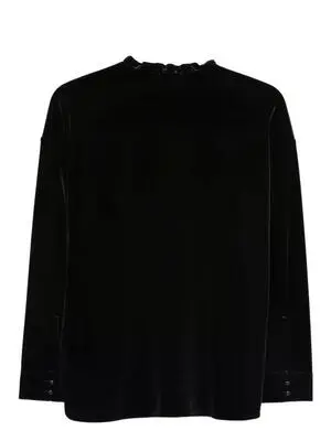Emporio Armani Ruffled Velvet Blouse - Black