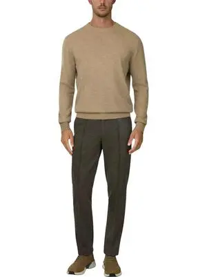 Boggi Milano Crew-neck Jumper In Wool And Cashmere - Neutrals