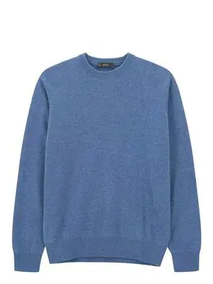 Boggi Milano Crewneck Jumper In Wool And Cashmere - Blue