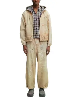 BEAMS Paint-splatter Double-knee Trousers - Neutrals