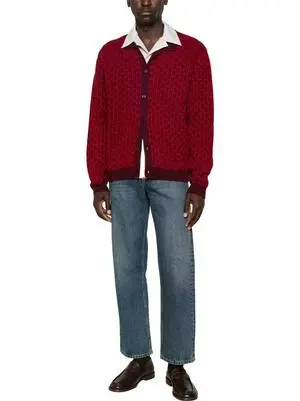 Nn07 Thor Geometric-patterned Polo Cardigan - Red