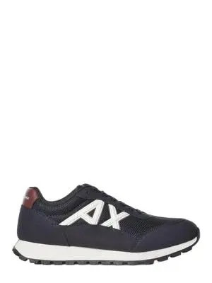 Armani Exchange Logo-patch Panelled Sneakers - Blue