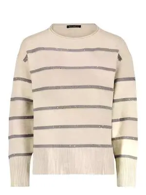BETTY BARCLAY Sequin-embellished Striped Sweater - Neutrals