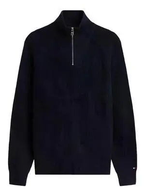 Tommy Hilfiger Ribbed-knit Quarter-zip Sweater - Blue