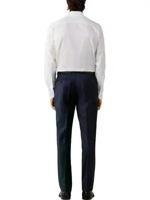 HACKETT  Sharkskin-weave Wool Trousers - Blue