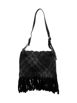 BURBERRY 2018-2026 Medium Calfskin And Wool Chess Blanket Shoulder Bag