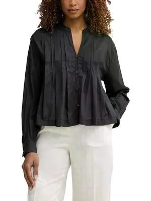BENETTON Pleated Long-sleeve Blouse - Black
