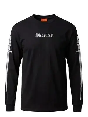 PLEASURES Luster Logo-embroidered T-shirt - Black