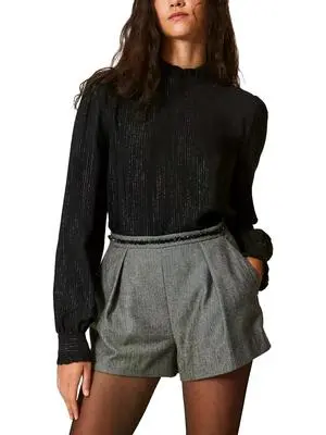 TWINSET Silk Blend Jacquard Blouse - Black
