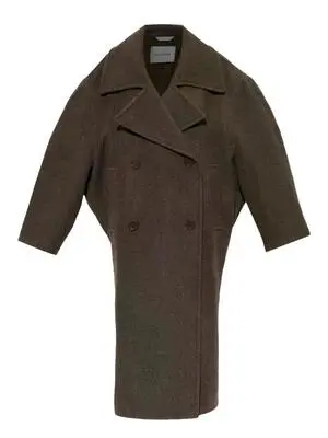 BALENCIAGA Long Cocoon Coat In Dark Brown