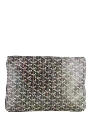 Goyard Senat Zip Coated Canvas Mm Pouch - Black