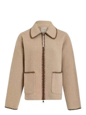 VARLEY Ruiko Whipstitch-trim Plush-fleece Bomber Jacket