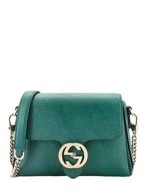 Gucci Interlocking Chain Leather Small Crossbody Bag - Green