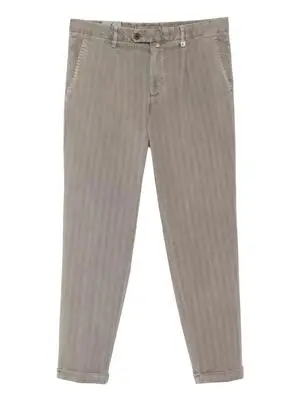 MYTHS Herringbone-pattern Pleated Trousers - Neutrals