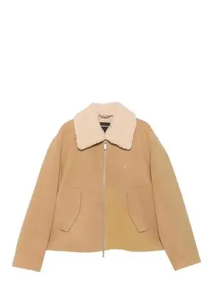 EMPORIO ARMANI Shearling-collar Logo-embroidered Jacket
