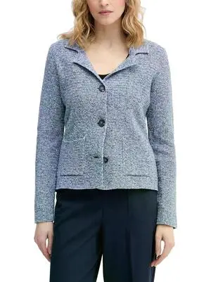 BENETTON Textured-knit Notched-lapel Cardigan - Blue