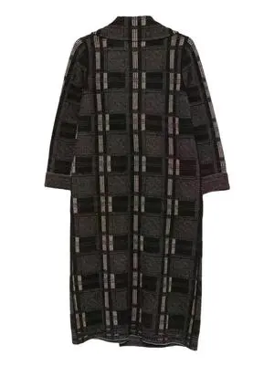 D.exterior Check-pattern Glitter-detail Coat - Black
