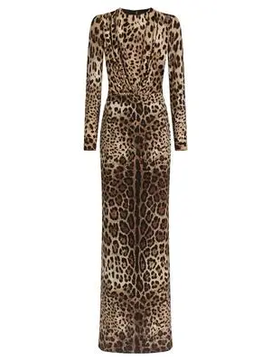 Dolce & Gabbana Leo- Charmeuse Dress Dresses Animal Silk - Print