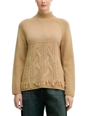 BENETTON Cable-knit Fringe-detail Sweater