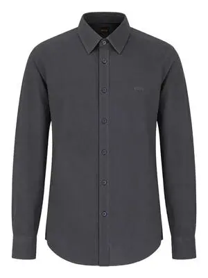 Hugo Regular-fit Shirt In Cotton Poplin With Embroidered Logo - Blue