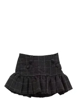 VAQUERA Melton Check Ruffled Mini Skirt