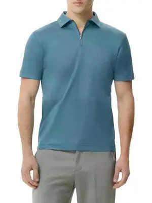 VALENZA Zip-collar Polo Shirt - Blue