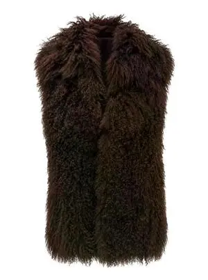 YVES SALOMON Sleeveless Shearling Gilet - Brown