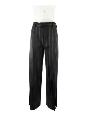 FEDERICA BONIFACI Pinstripe-pattern Cashmere Trousers - Black