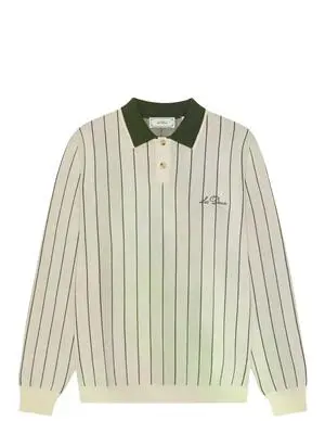 LES DEUX Pinstripe-pattern Polo Sweater - Neutrals