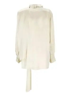 THE EROSE Salvador Scarf-detail Shirt - Neutrals