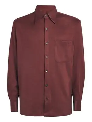 Isaia Silk Jersey Shirt Red