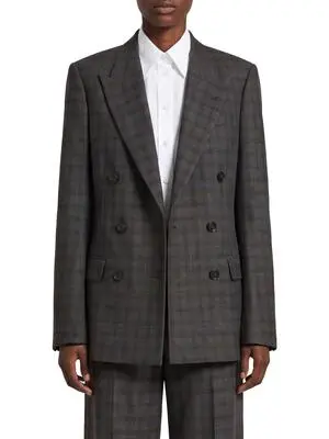 DRIES VAN NOTEN Prince Of Wales Check Wool Double-breasted Blazer With Lapels