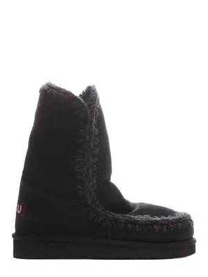 Mou Eskimo Suede Boots With Wool Stitching Black